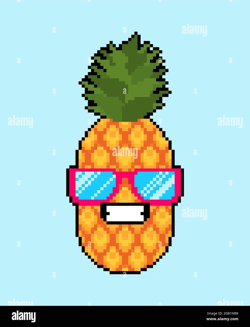 Pineapple cool with glasses pixel art. 8 bit vector illustration Stock ...