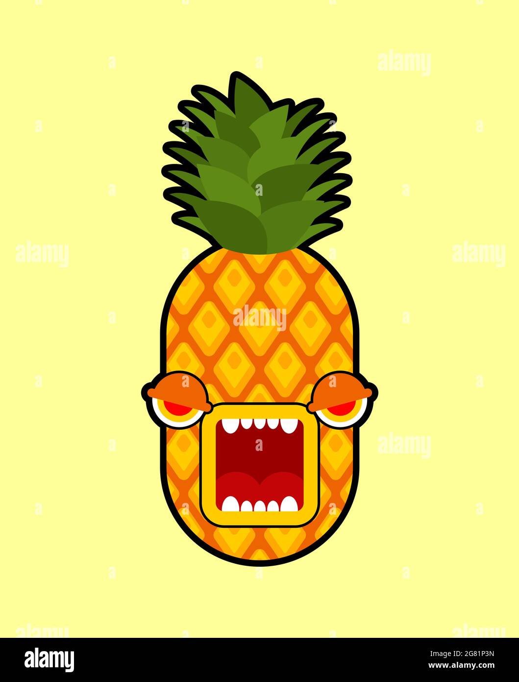 Angry Pineapple isolated. Exotic fruit vector illustration Stock Vector ...