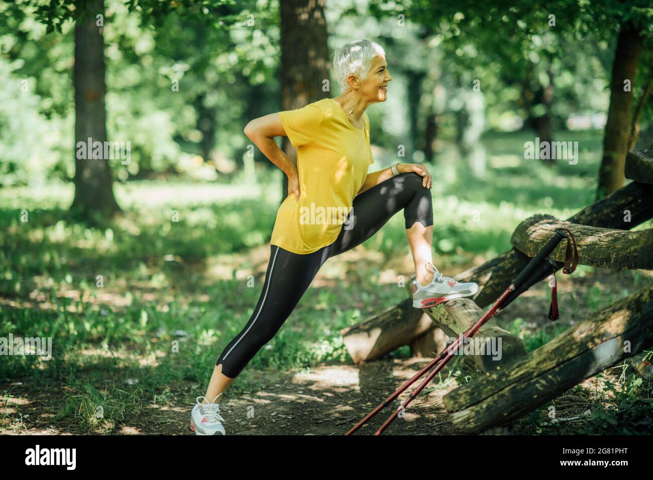 Stretching legs after walking Stock Photo - Alamy