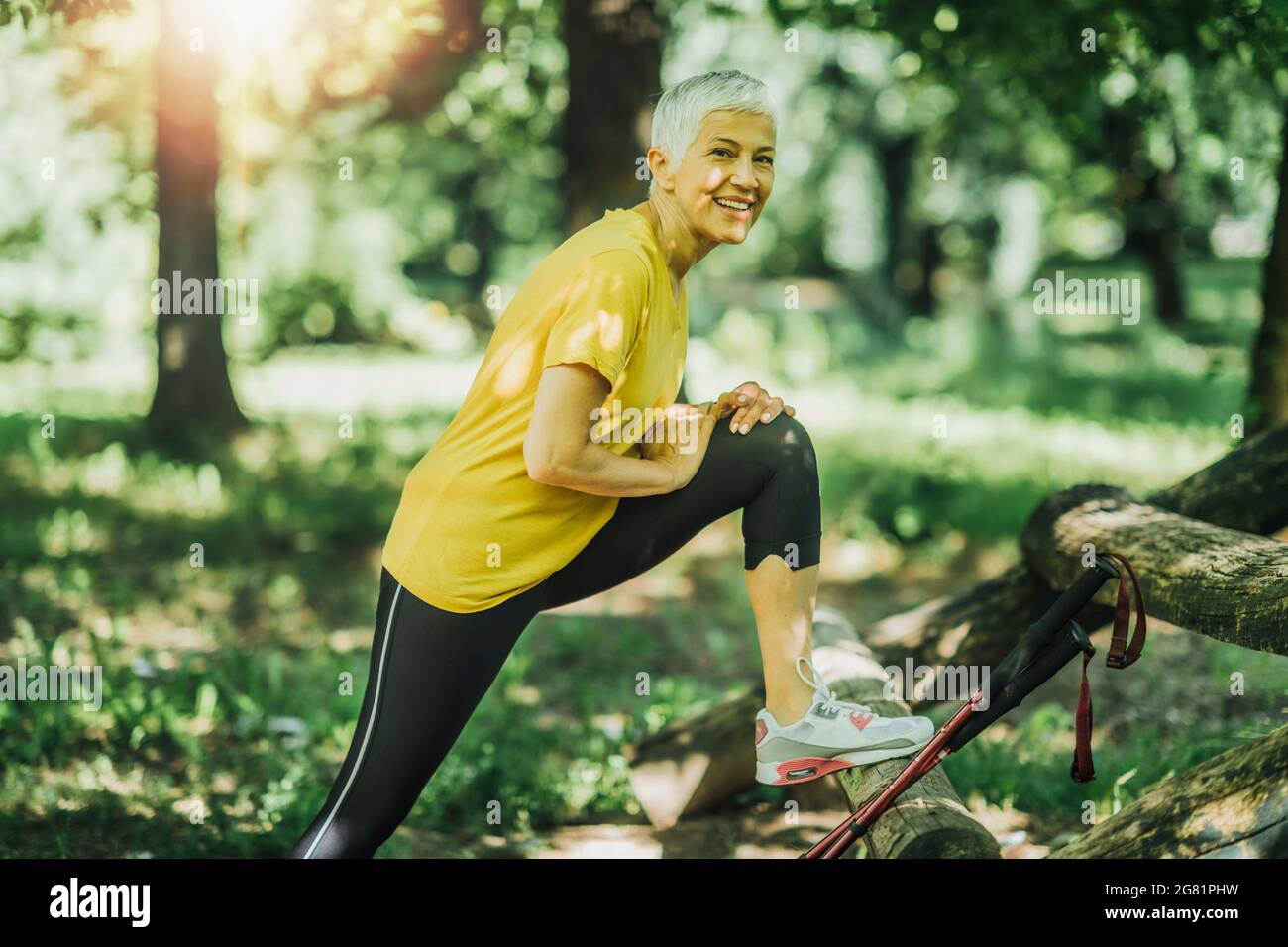 Stretching legs after walking Stock Photo - Alamy