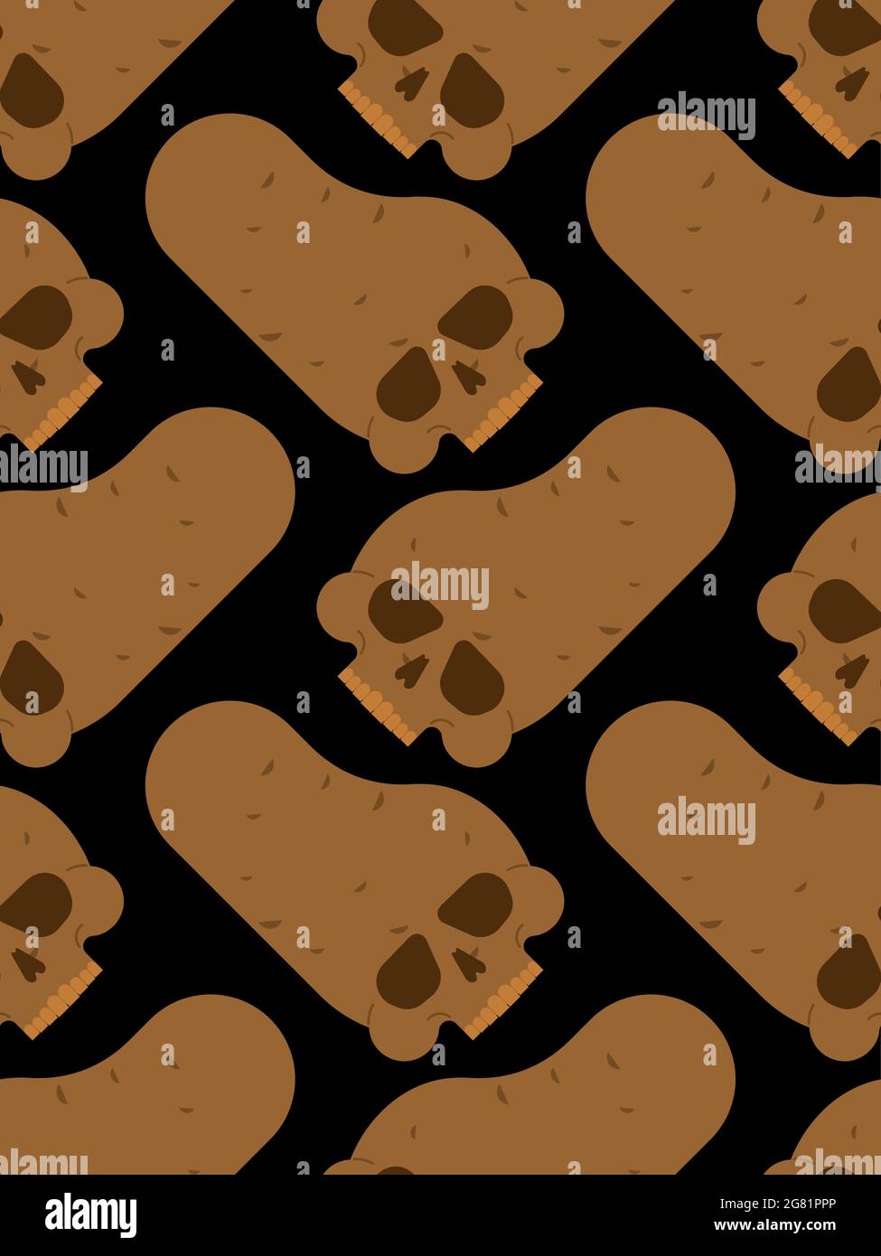 Skull Potato pattern seamless. potatoes skeleton background. Deadly ...