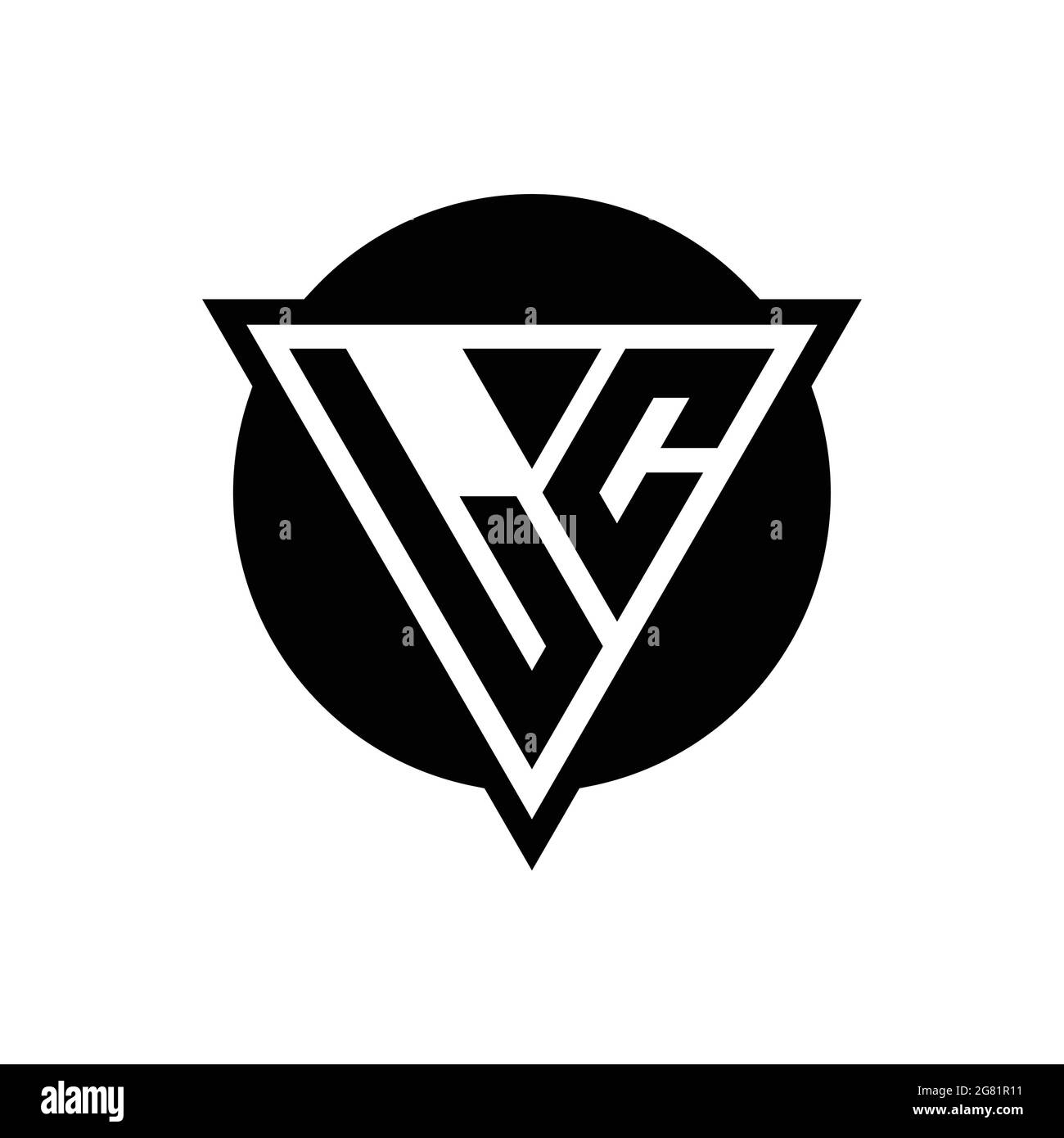 LC logo with negative space triangle and circle shape design template ...