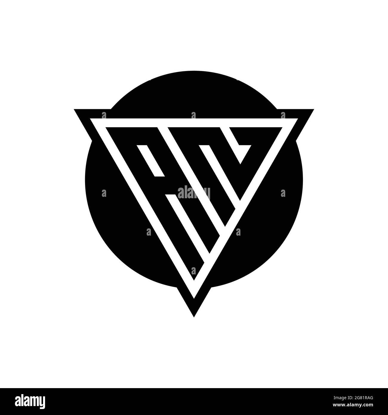 AN logo with negative space triangle and circle shape design template ...
