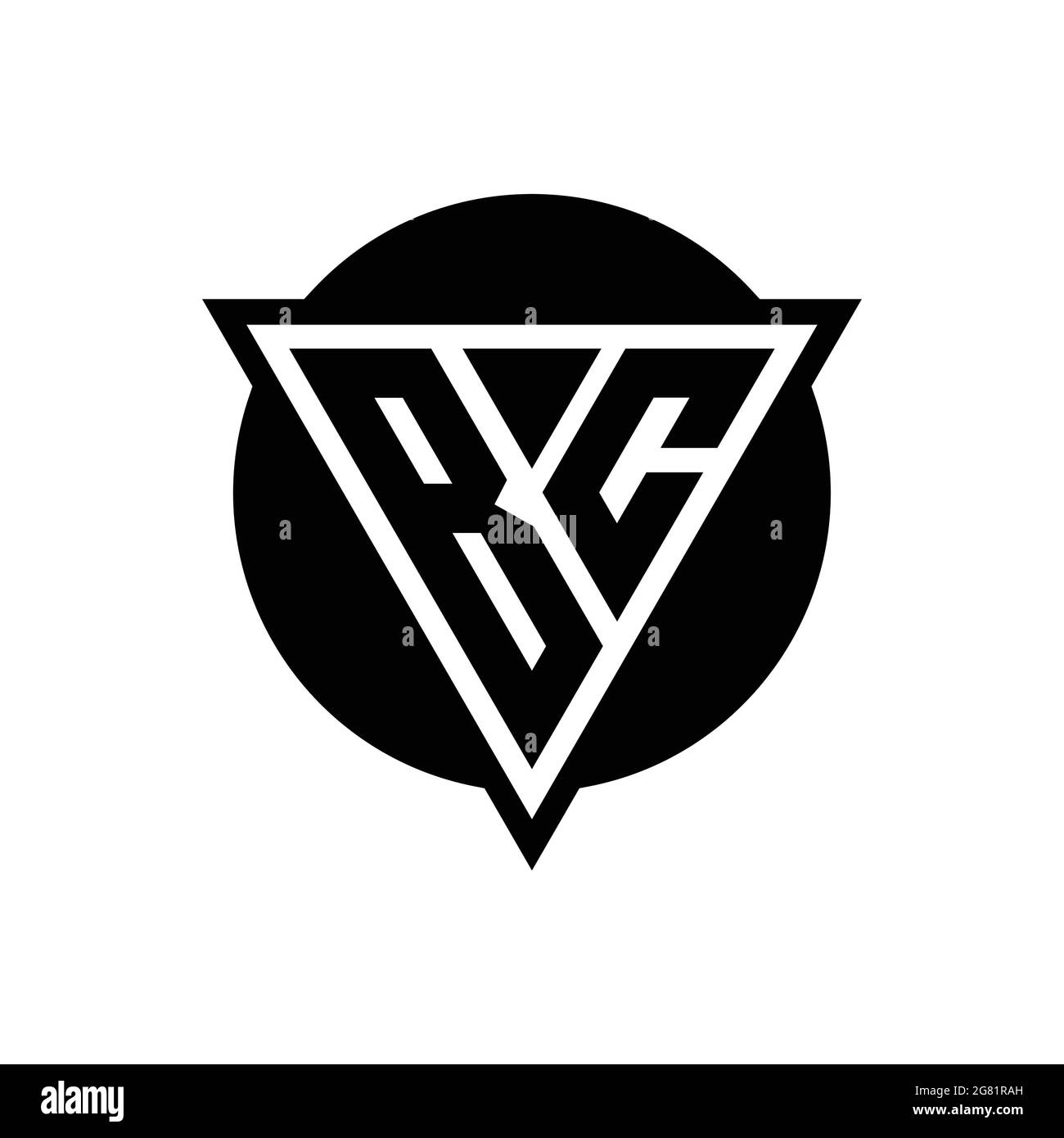 BC logo with negative space triangle and circle shape design template ...