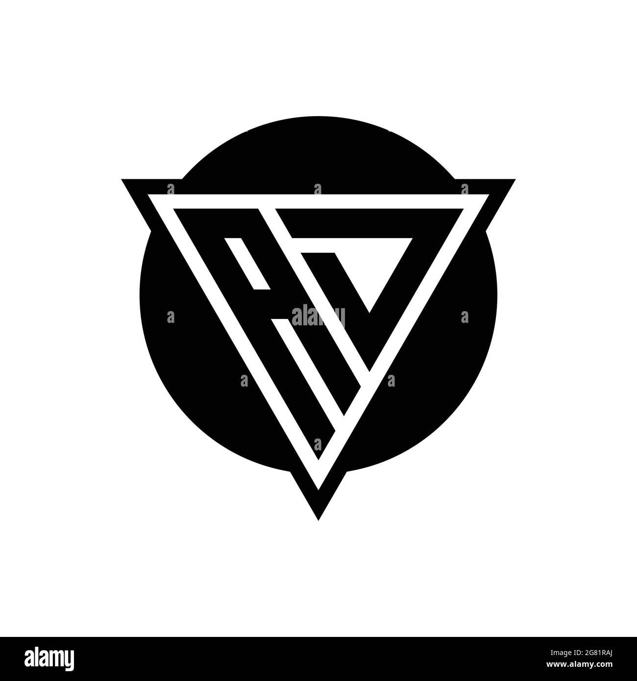 AD logo with negative space triangle and circle shape design template ...
