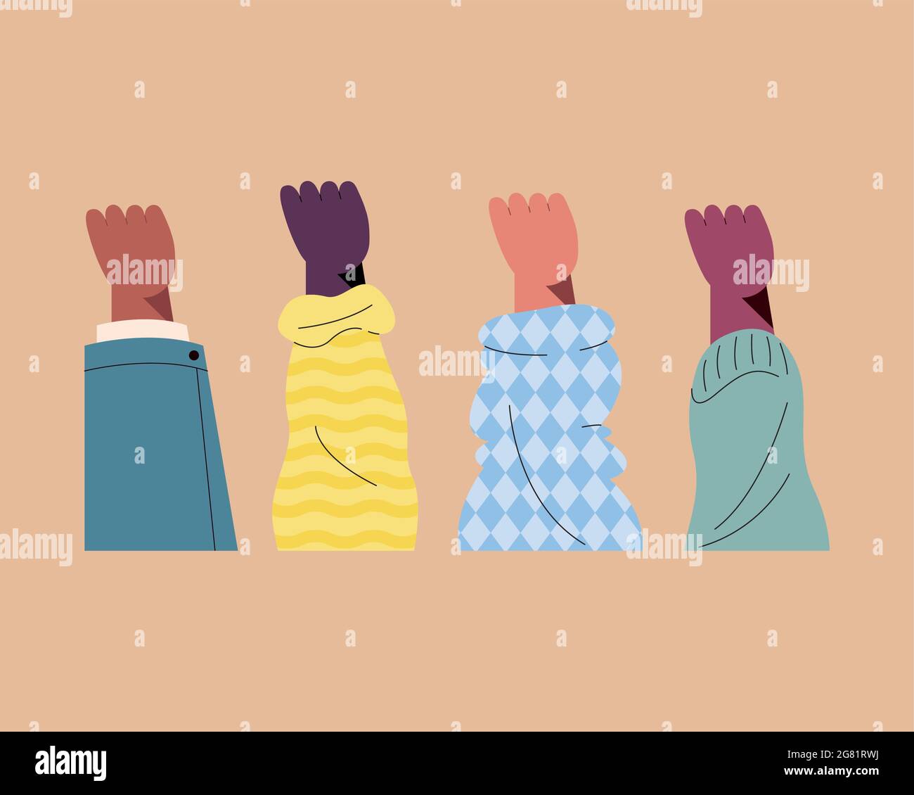 four hands up of differents races Stock Vector Image & Art - Alamy