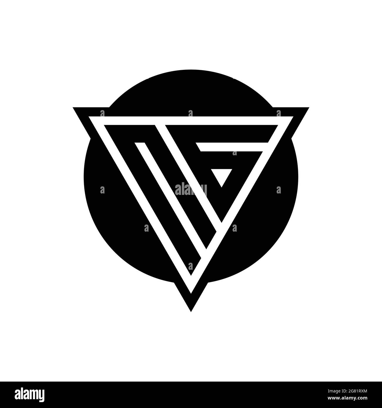 NG logo with negative space triangle and circle shape design template ...