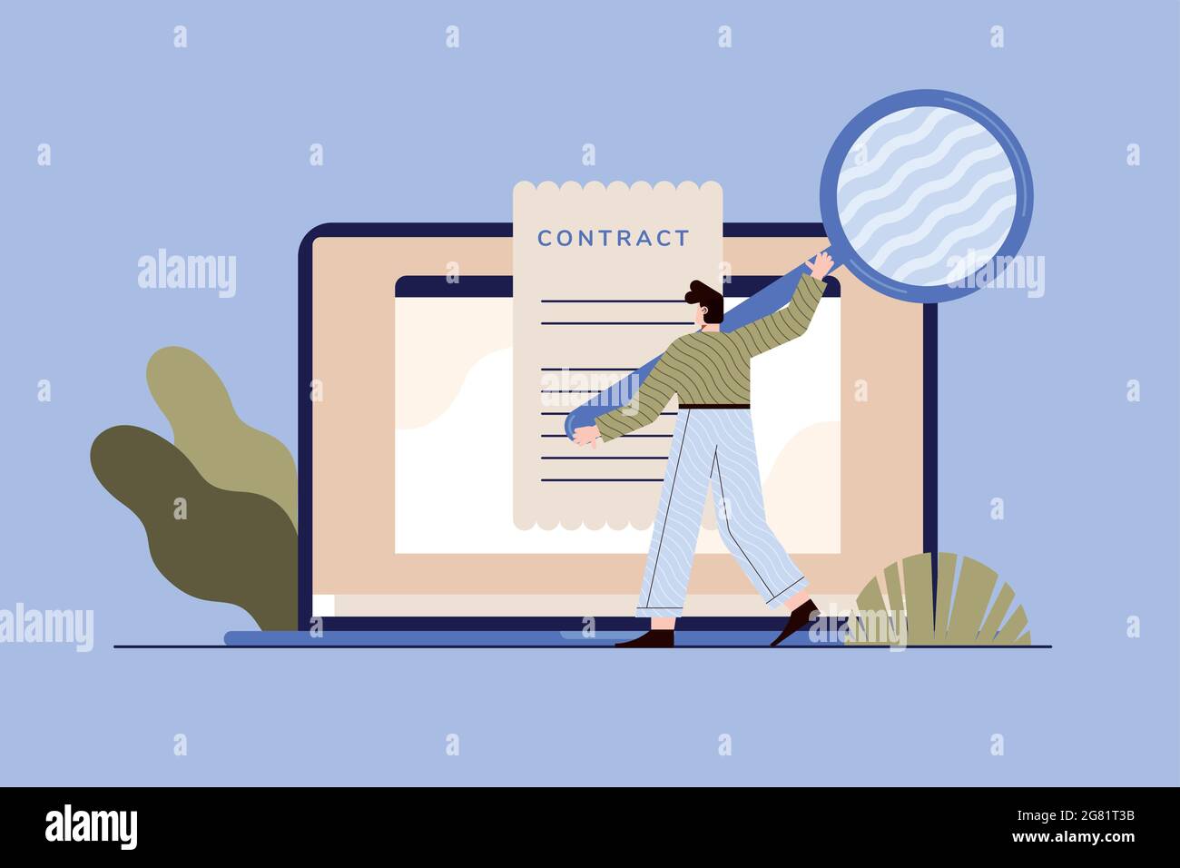 Woman magnifying glass contract Stock Vector Images - Alamy