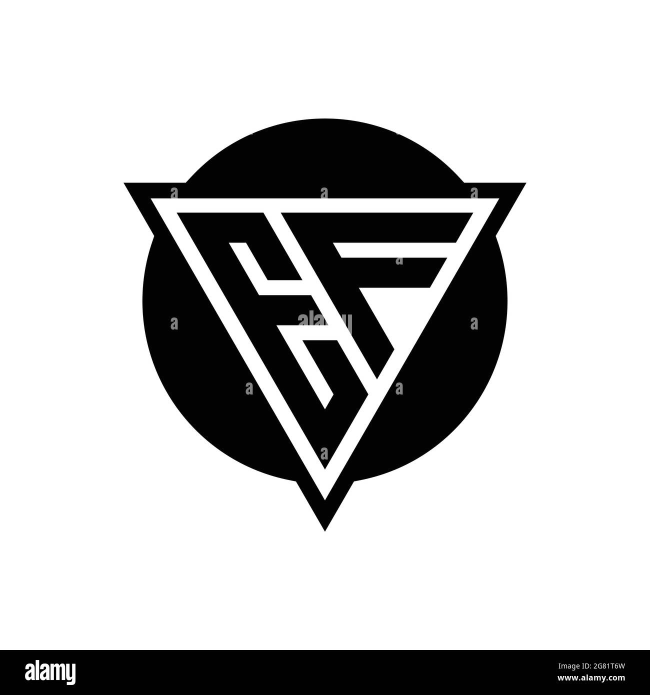 EF logo with negative space triangle and circle shape design template ...