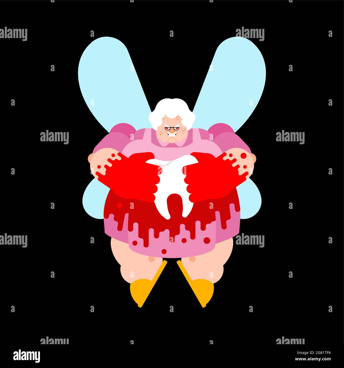Angry tooth fairy. Scary sorceress and tooth. vector illustration Stock ...