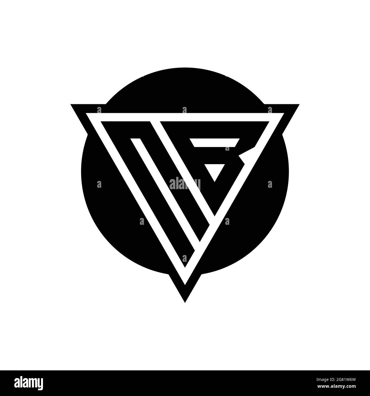 NB logo with negative space triangle and circle shape design template ...