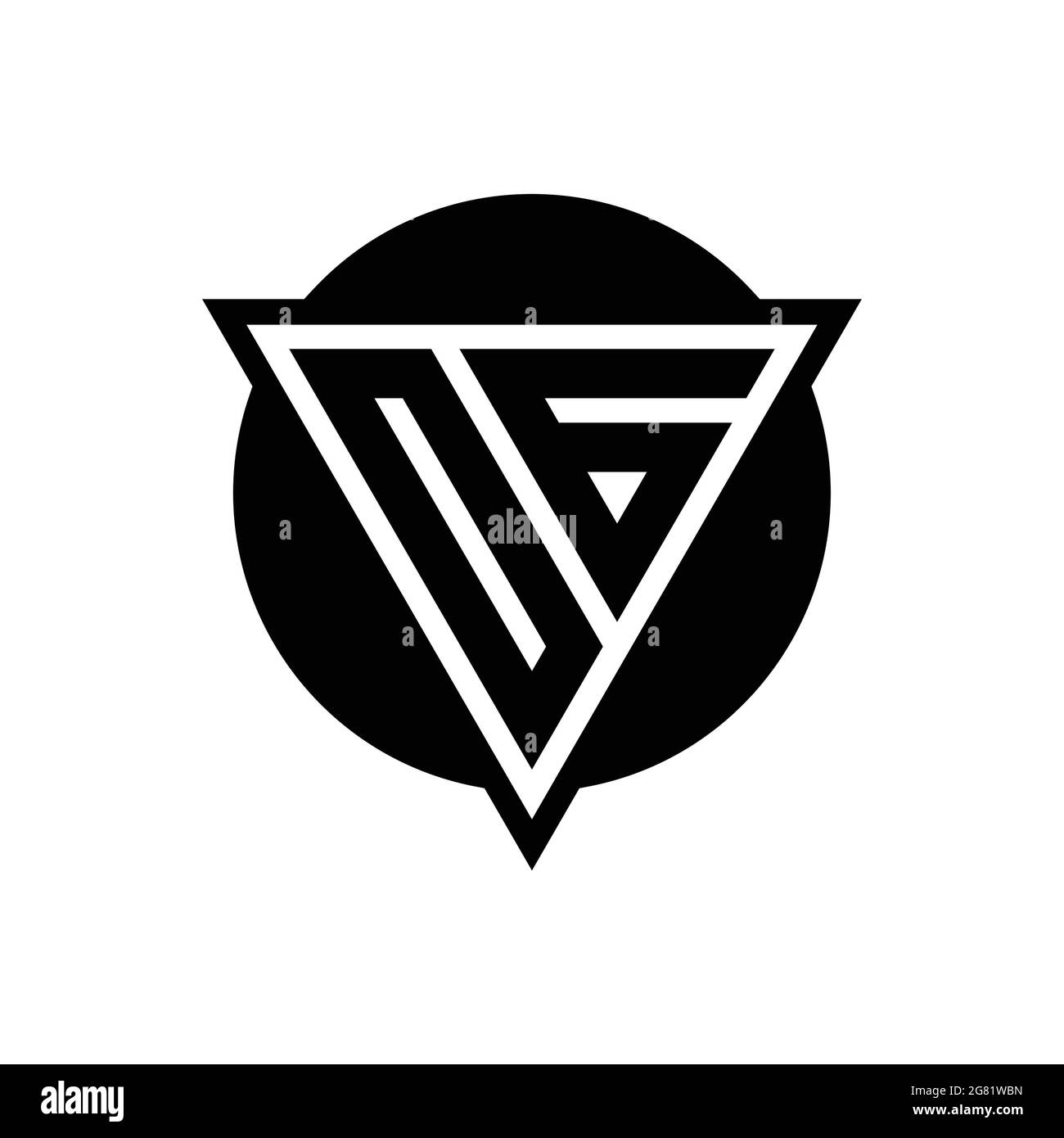 OG logo with negative space triangle and circle shape design template ...