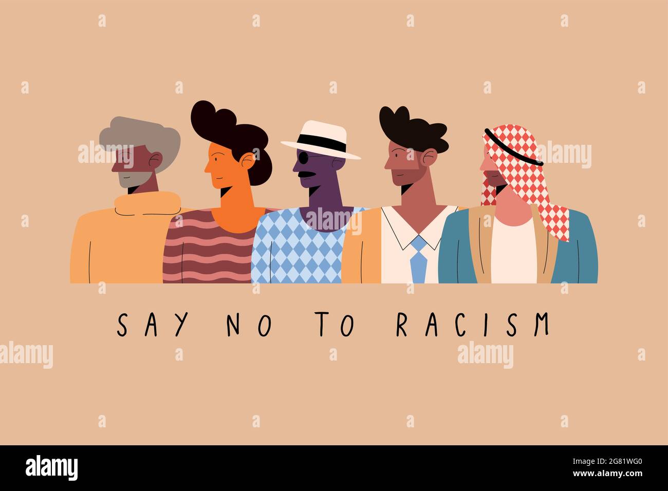 say no to racism concept with five men Stock Vector Image & Art - Alamy