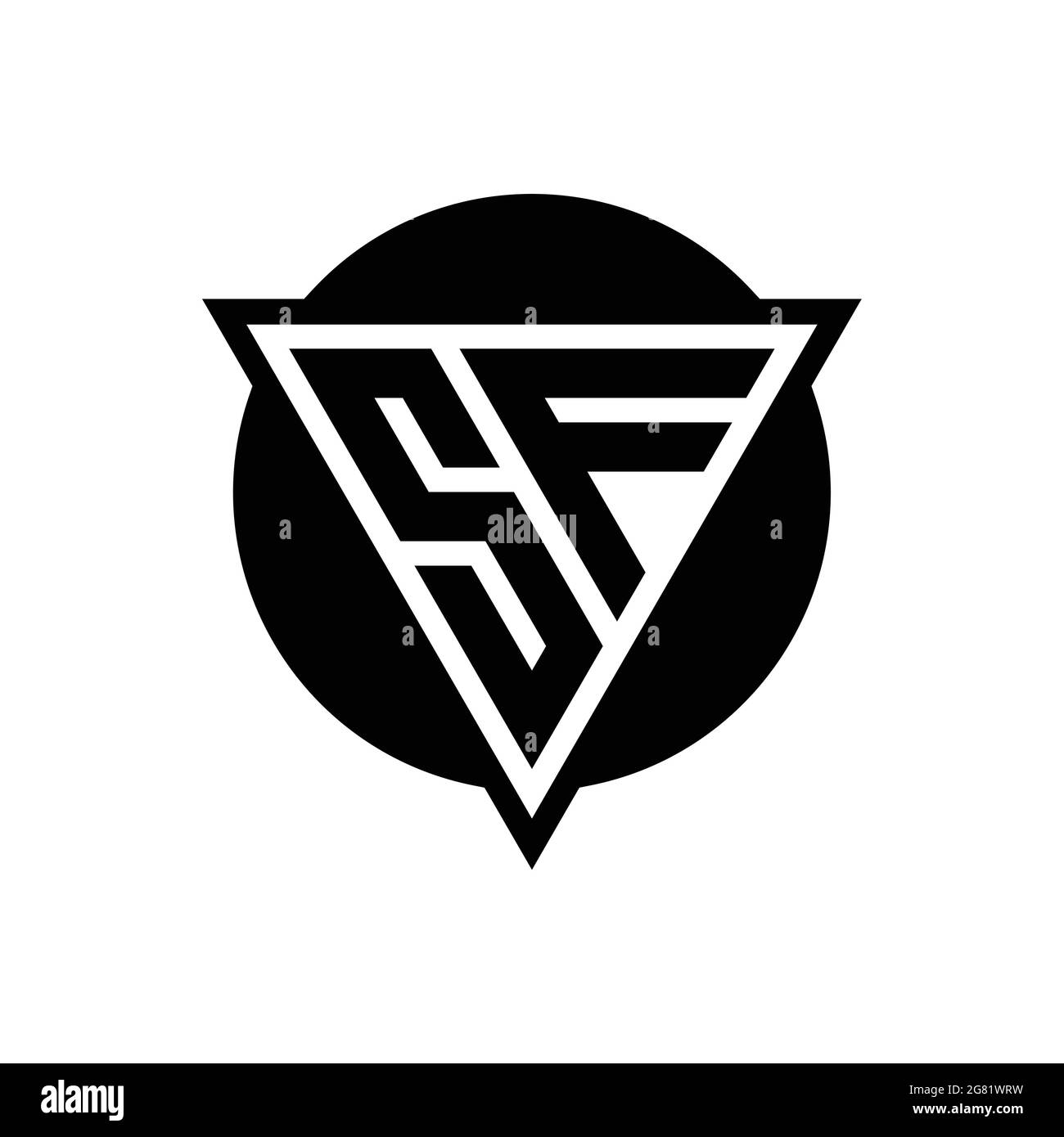 SF logo with negative space triangle and circle shape design template ...