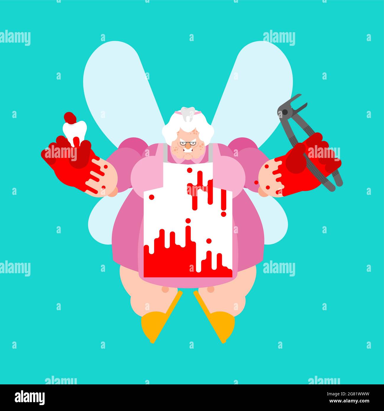Angry tooth fairy. Scary sorceress and tooth. vector illustration Stock ...