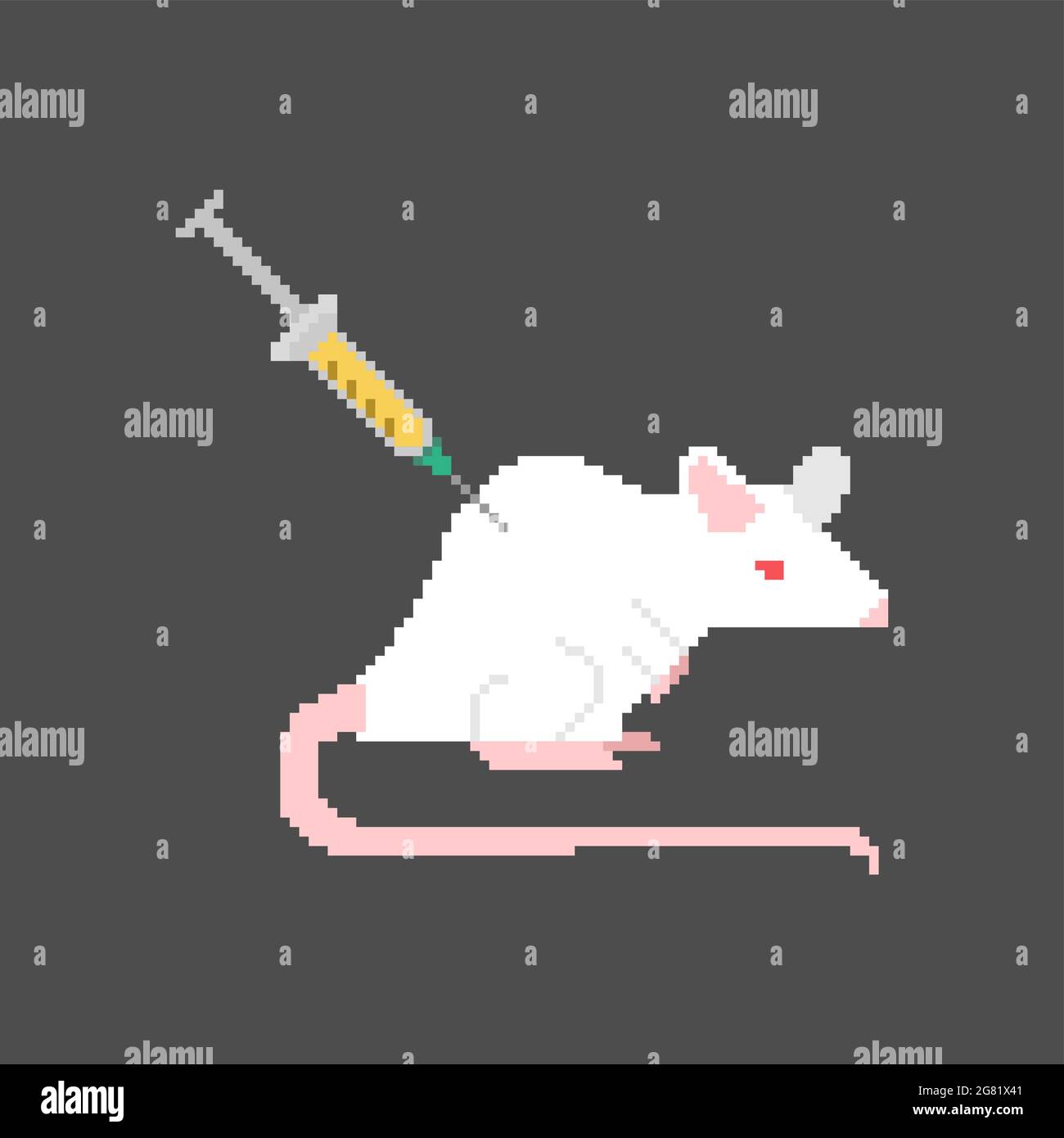 White laboratory mouse pixel art. 8 bit Laboratory research Stock ...