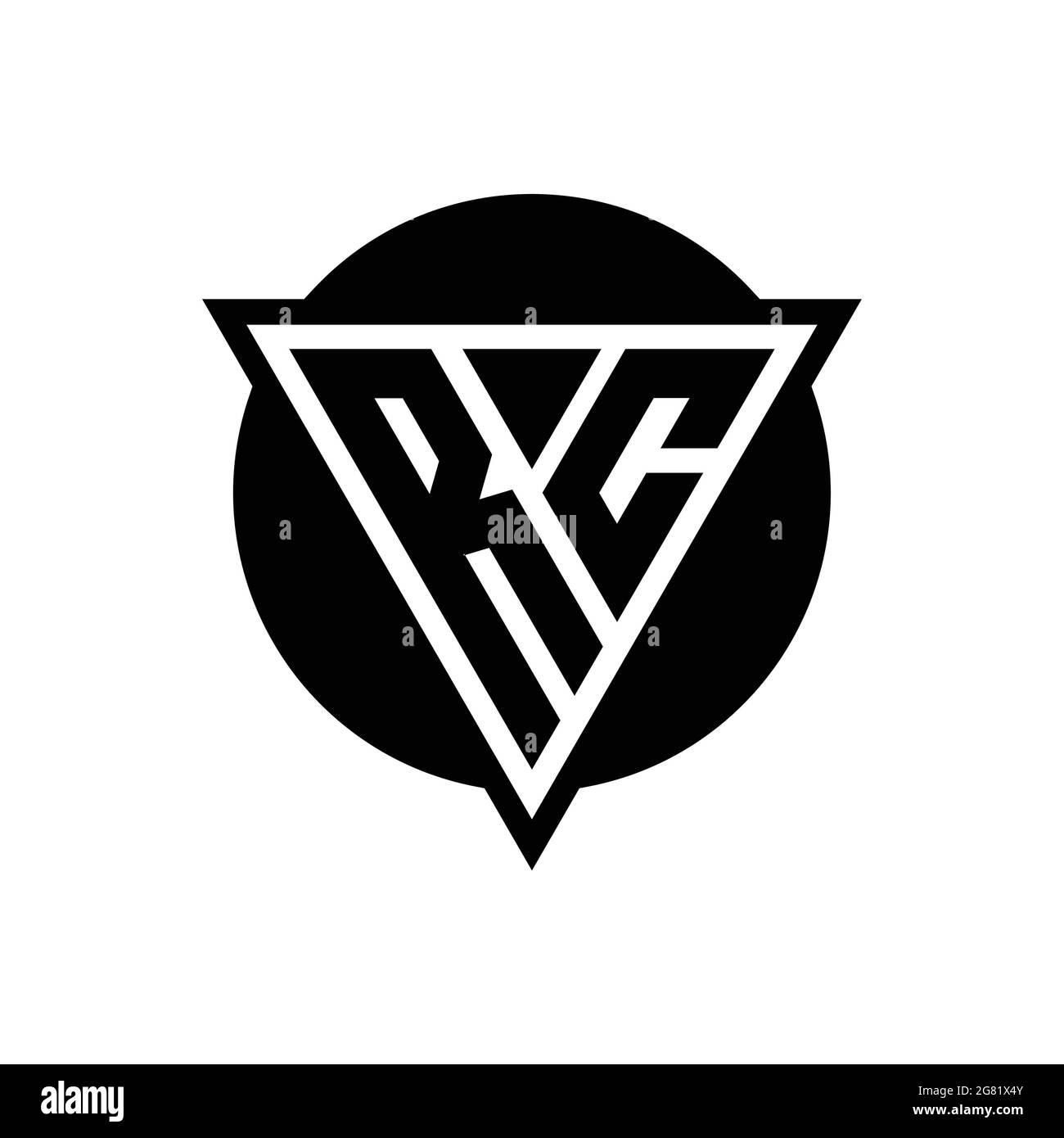 RC logo with negative space triangle and circle shape design template ...