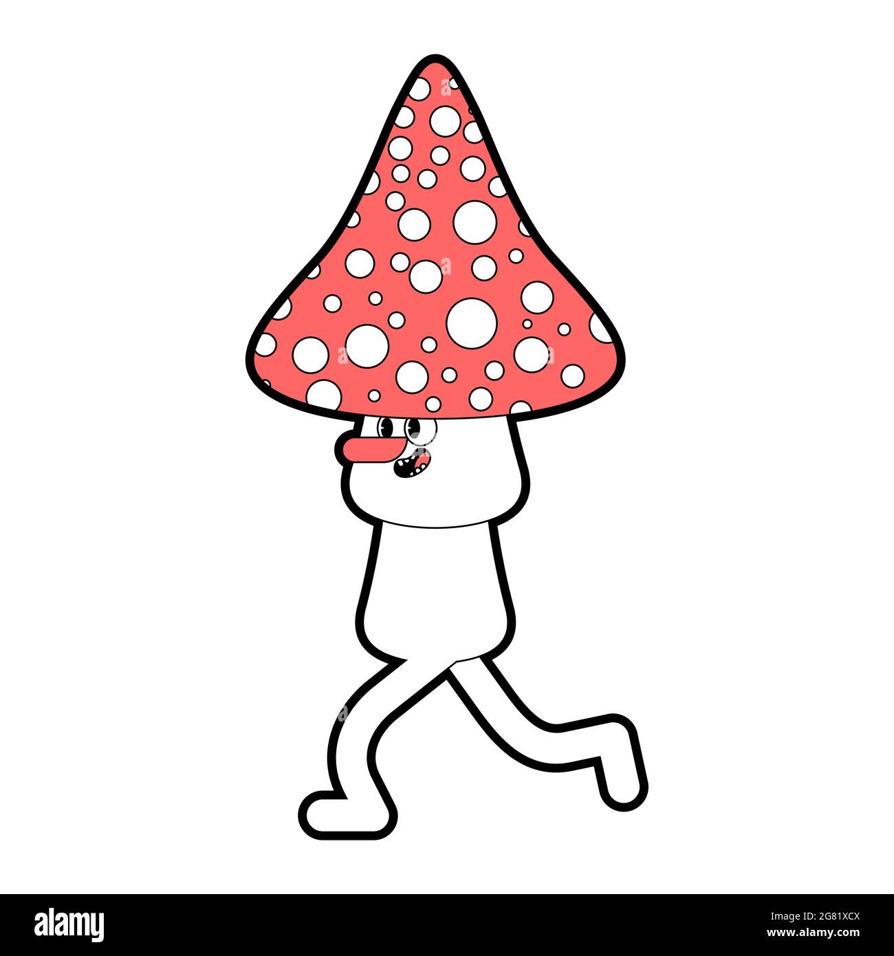 Running mushroom. Fly agaric run. vector illustration Stock Vector ...