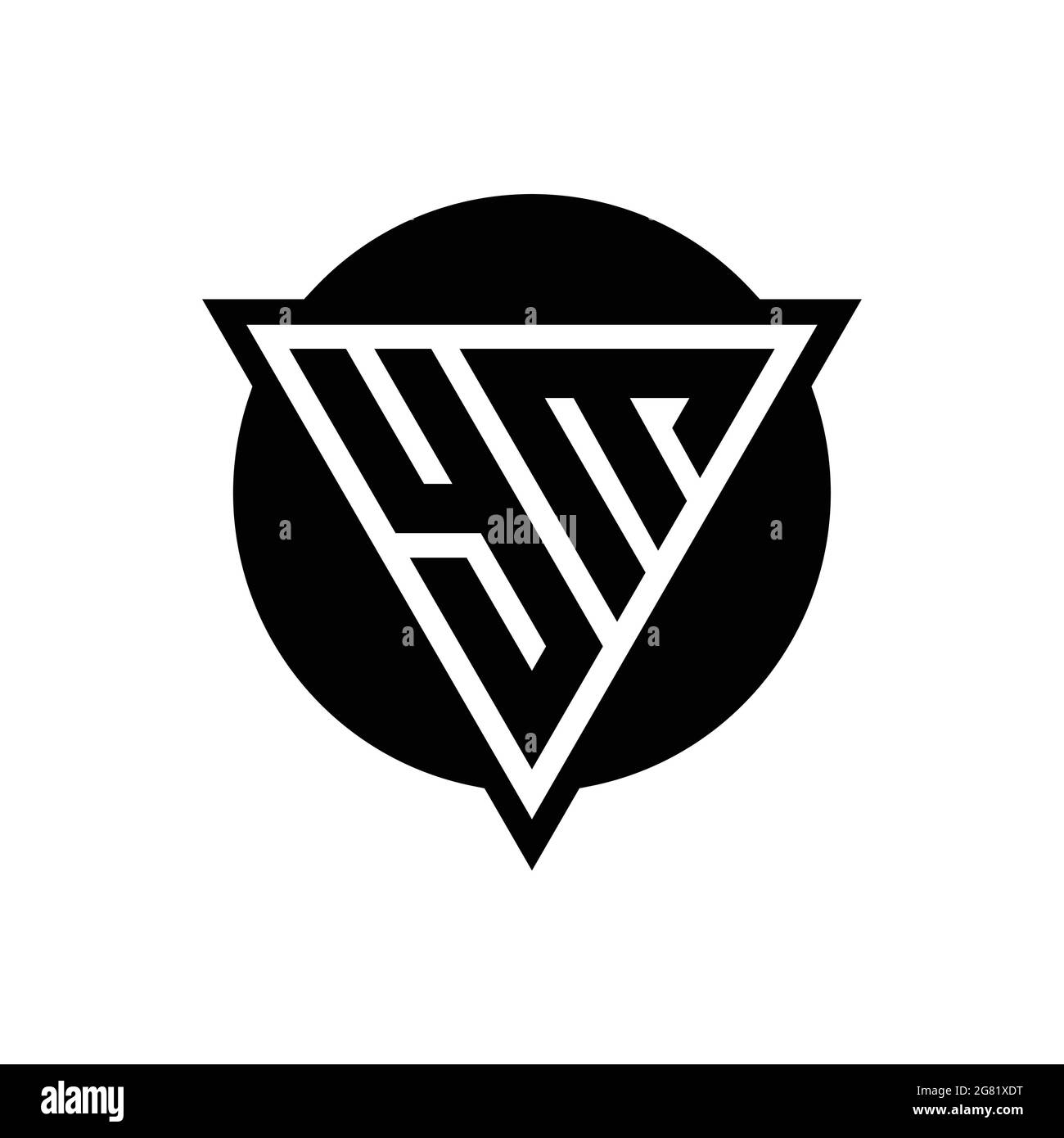 YM logo with negative space triangle and circle shape design template ...