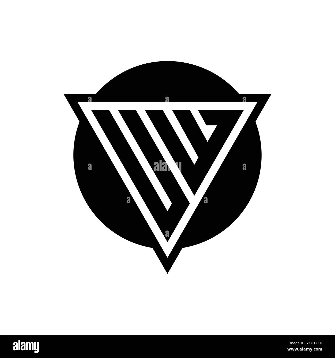 UW logo with negative space triangle and circle shape design template ...