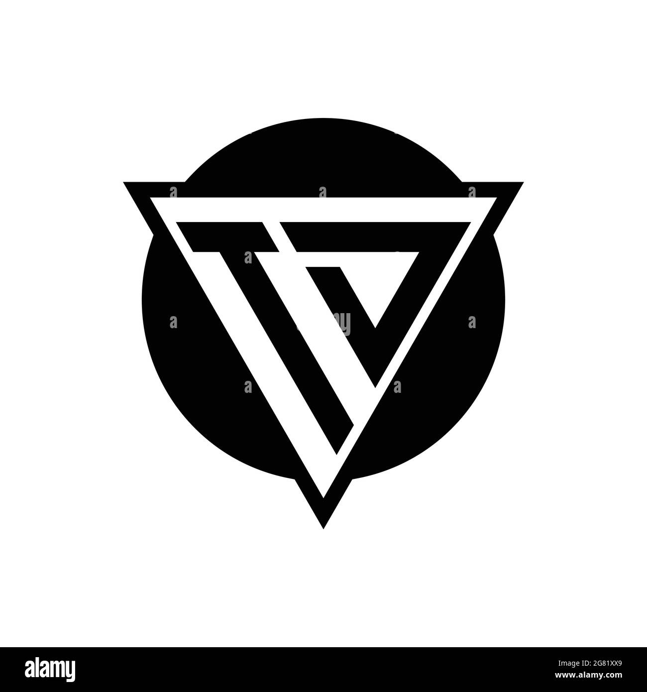 TD logo with negative space triangle and circle shape design template ...