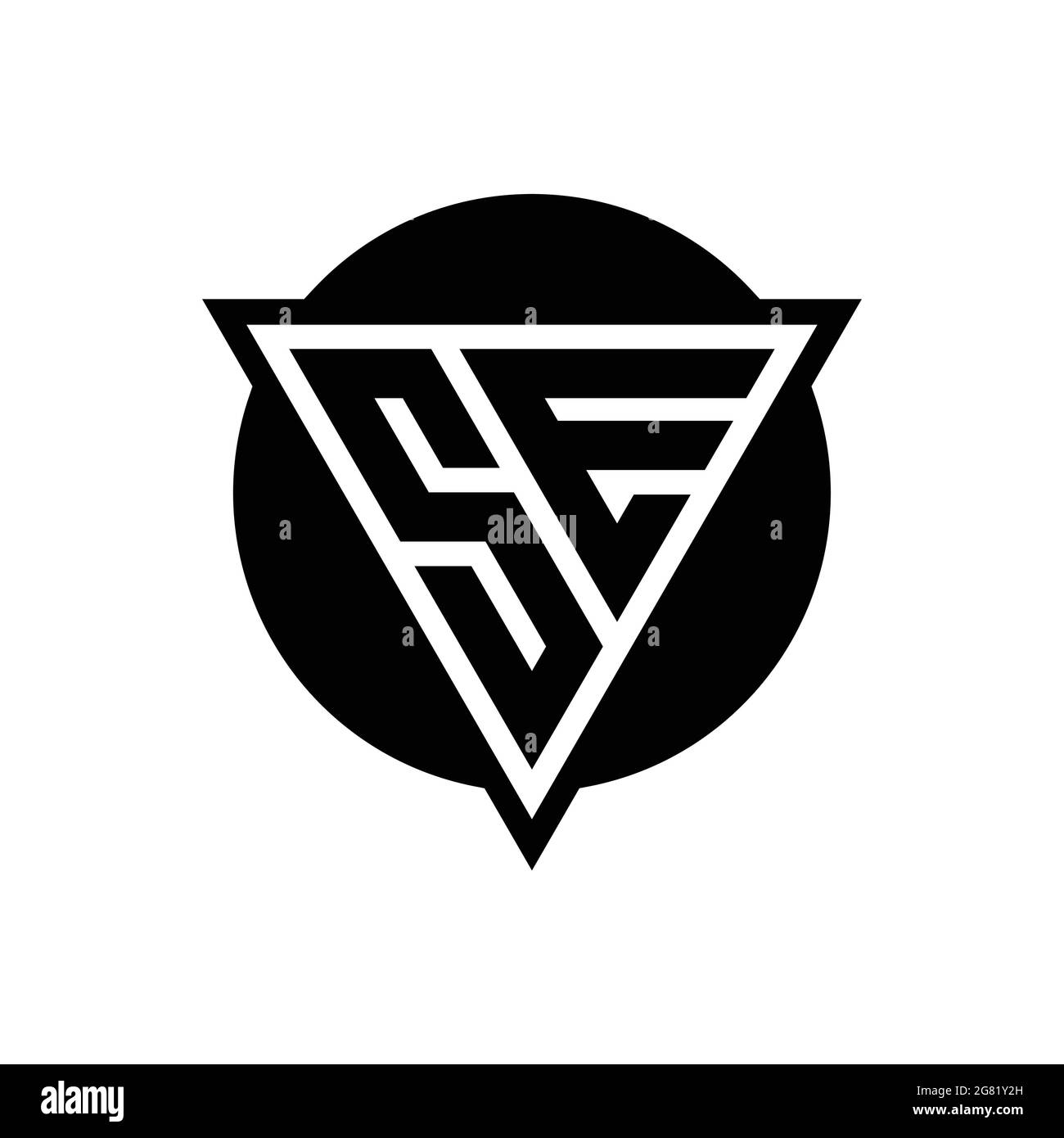 SE logo with negative space triangle and circle shape design template ...