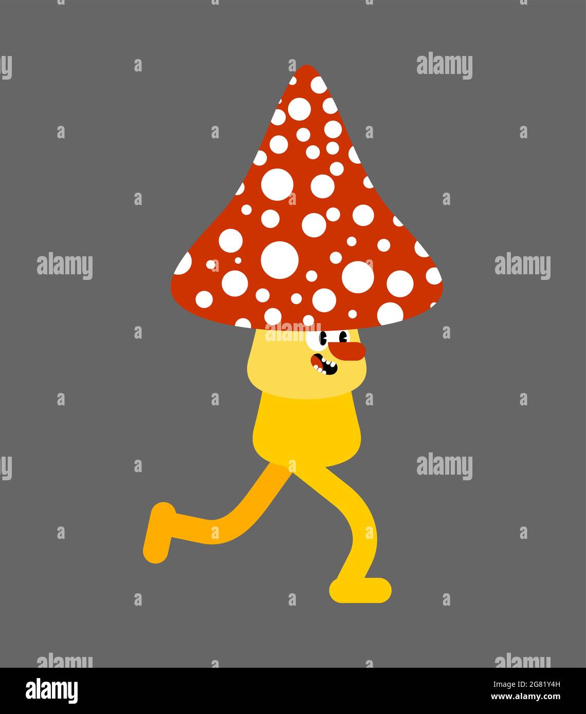 Running mushroom. Fly agaric run. vector illustration Stock Vector ...