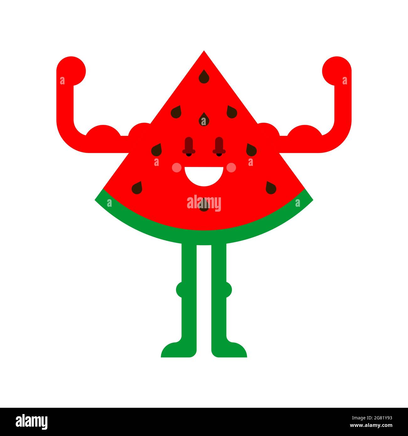 Strong Watermelon. Powerful fruit. Healthy food. Vector cartoon ...