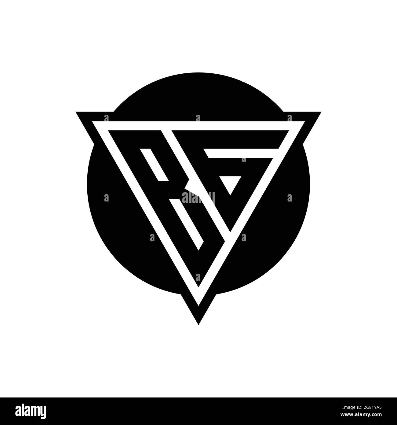BG logo with negative space triangle and circle shape design template ...