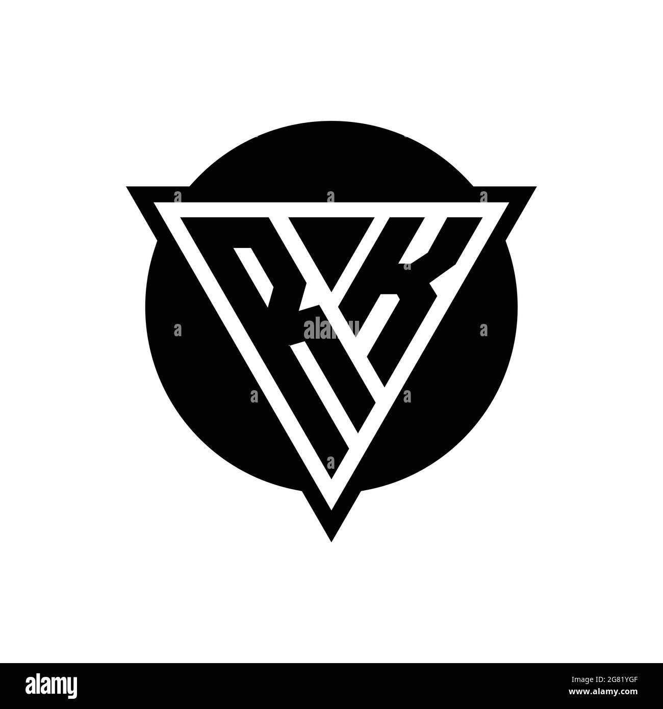 RK logo with negative space triangle and circle shape design template ...