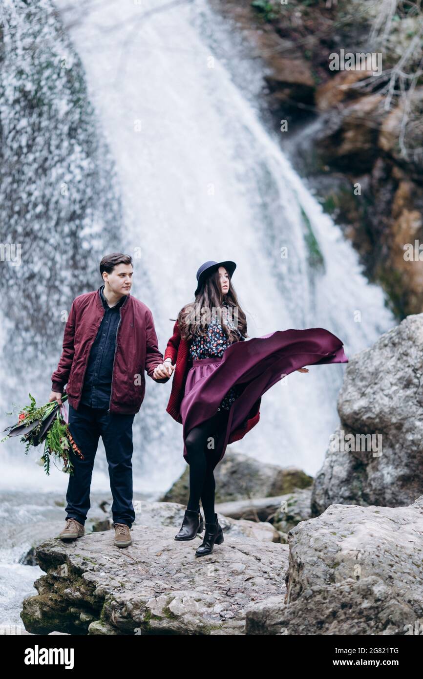 Couple Kissing In Waterfall High Resolution Stock Photography and ...