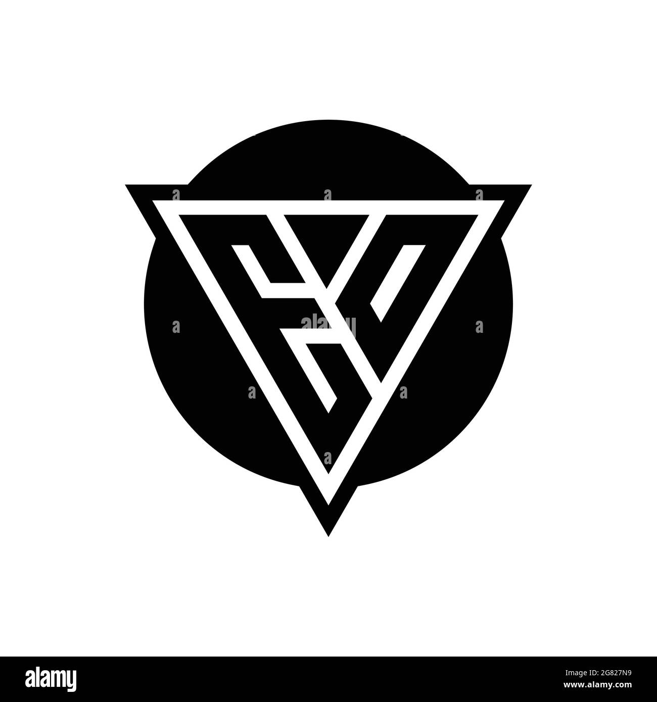 EO logo with negative space triangle and circle shape design template ...