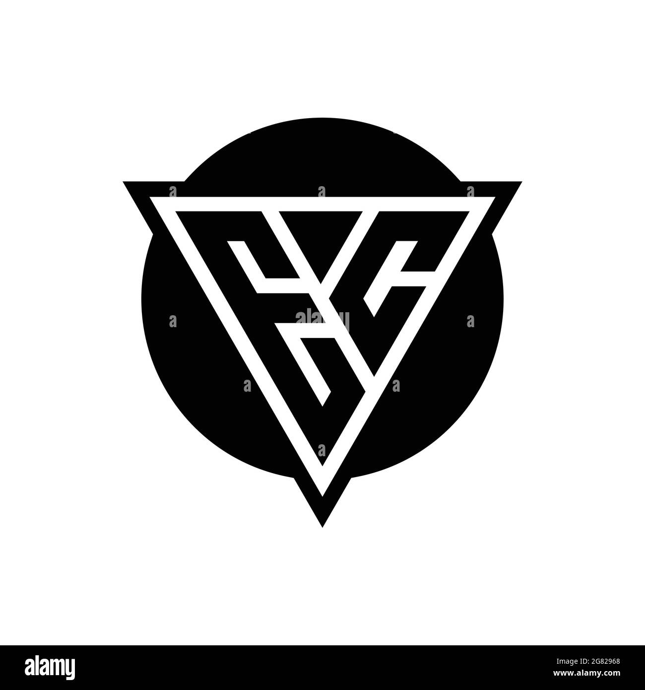 EC logo with negative space triangle and circle shape design template ...