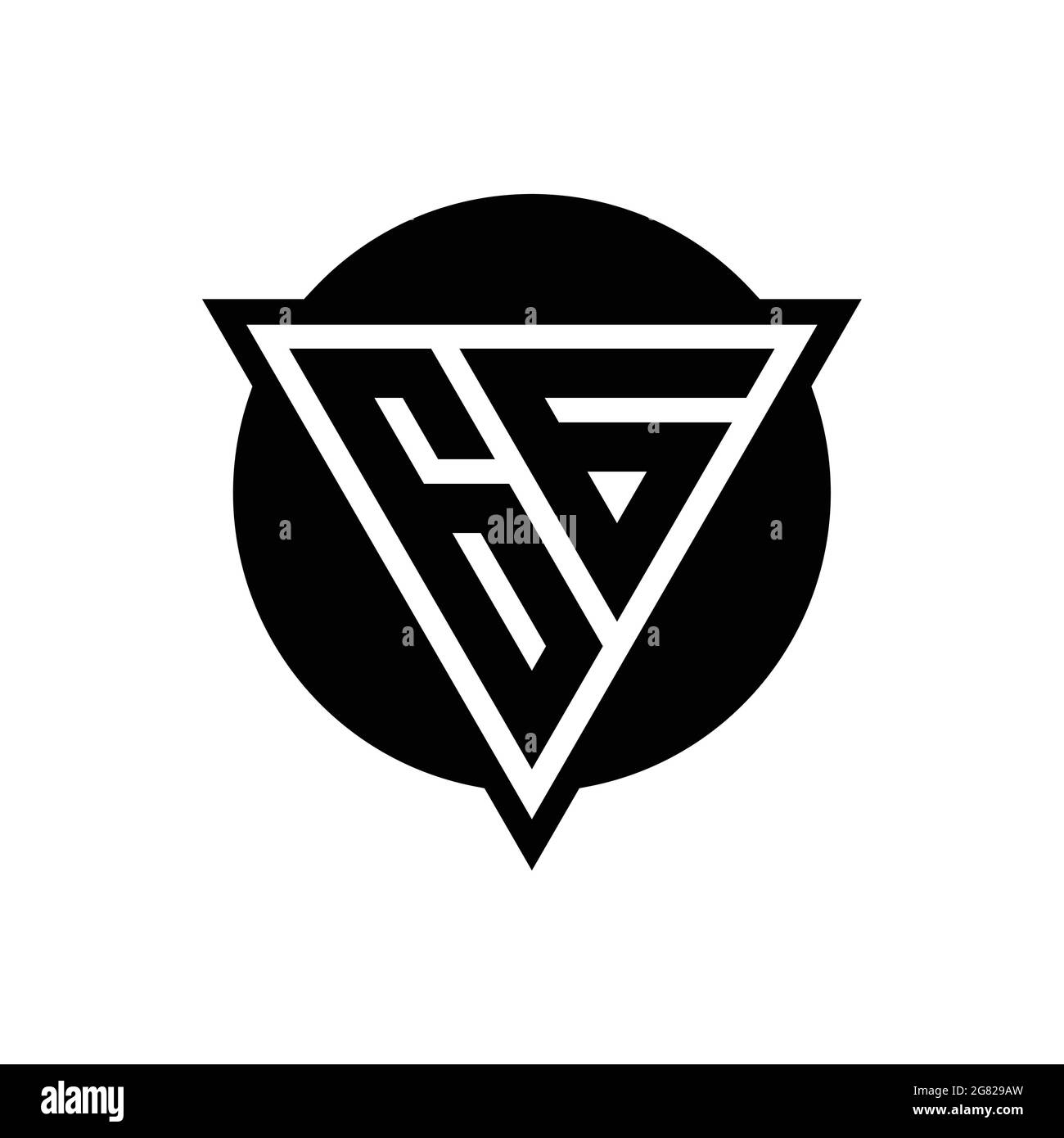 GG logo with negative space triangle and circle shape design template ...