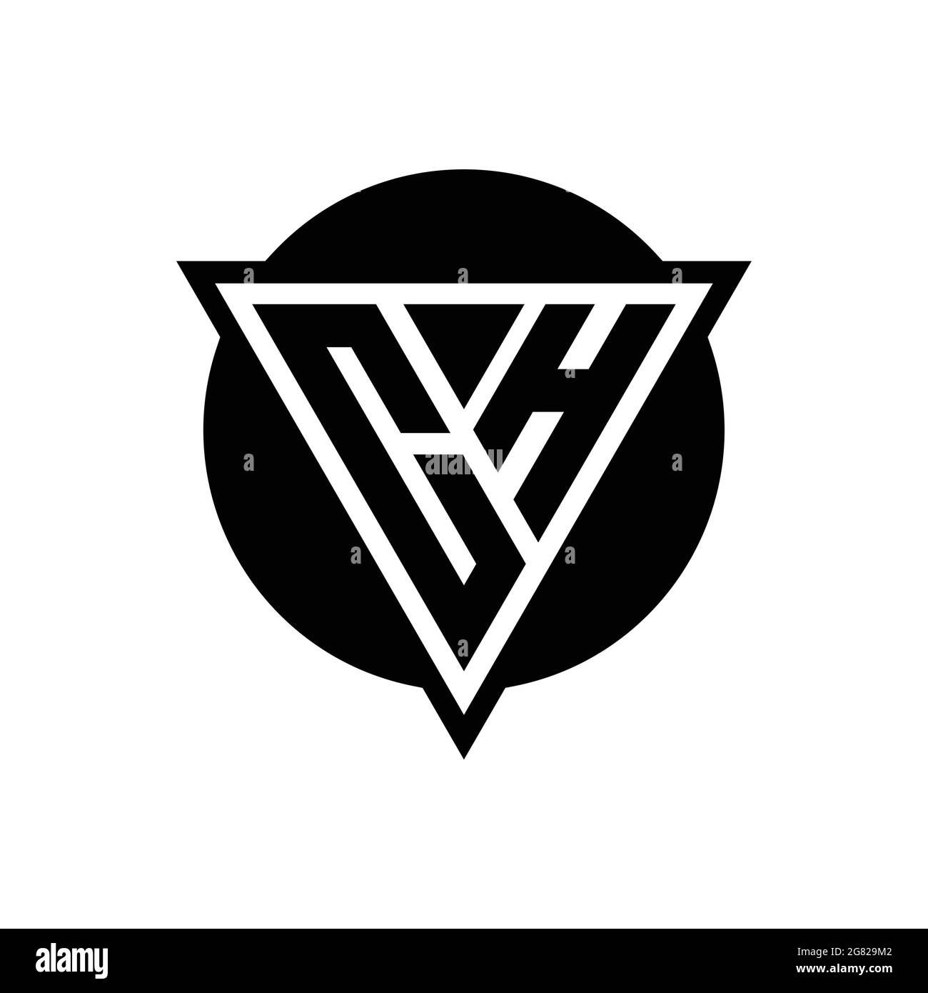 CH logo with negative space triangle and circle shape design template ...