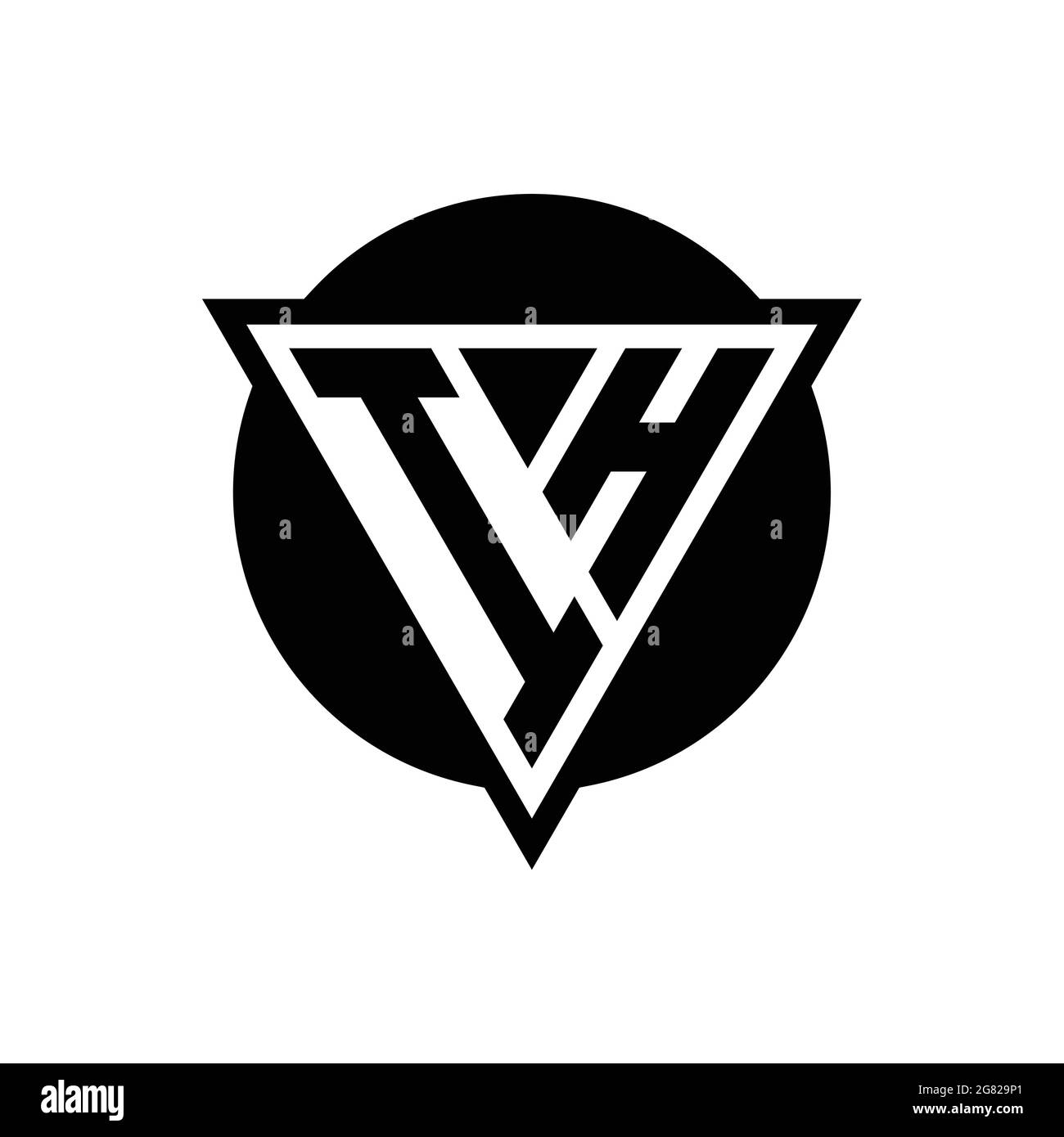 IH logo with negative space triangle and circle shape design template ...