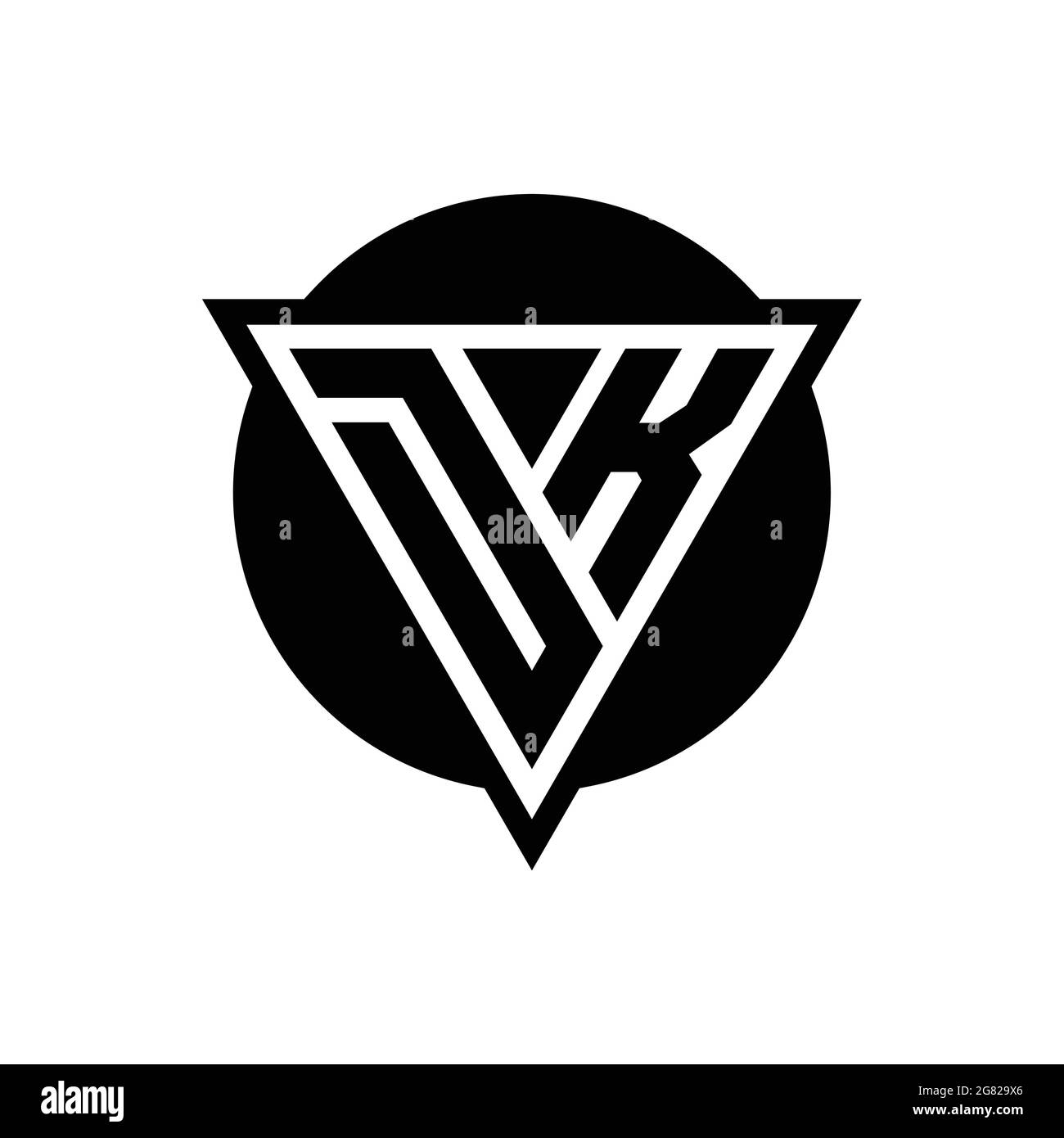 DK logo with negative space triangle and circle shape design template ...