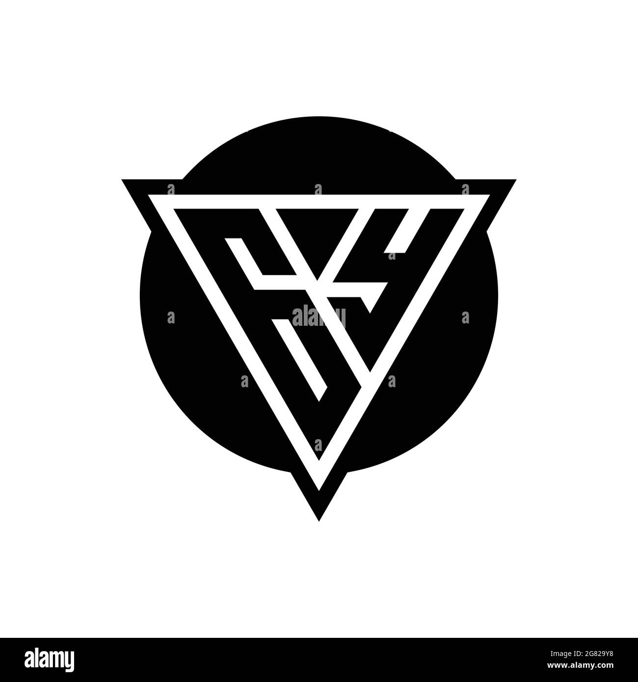 GY logo with negative space triangle and circle shape design template isolated on white ...