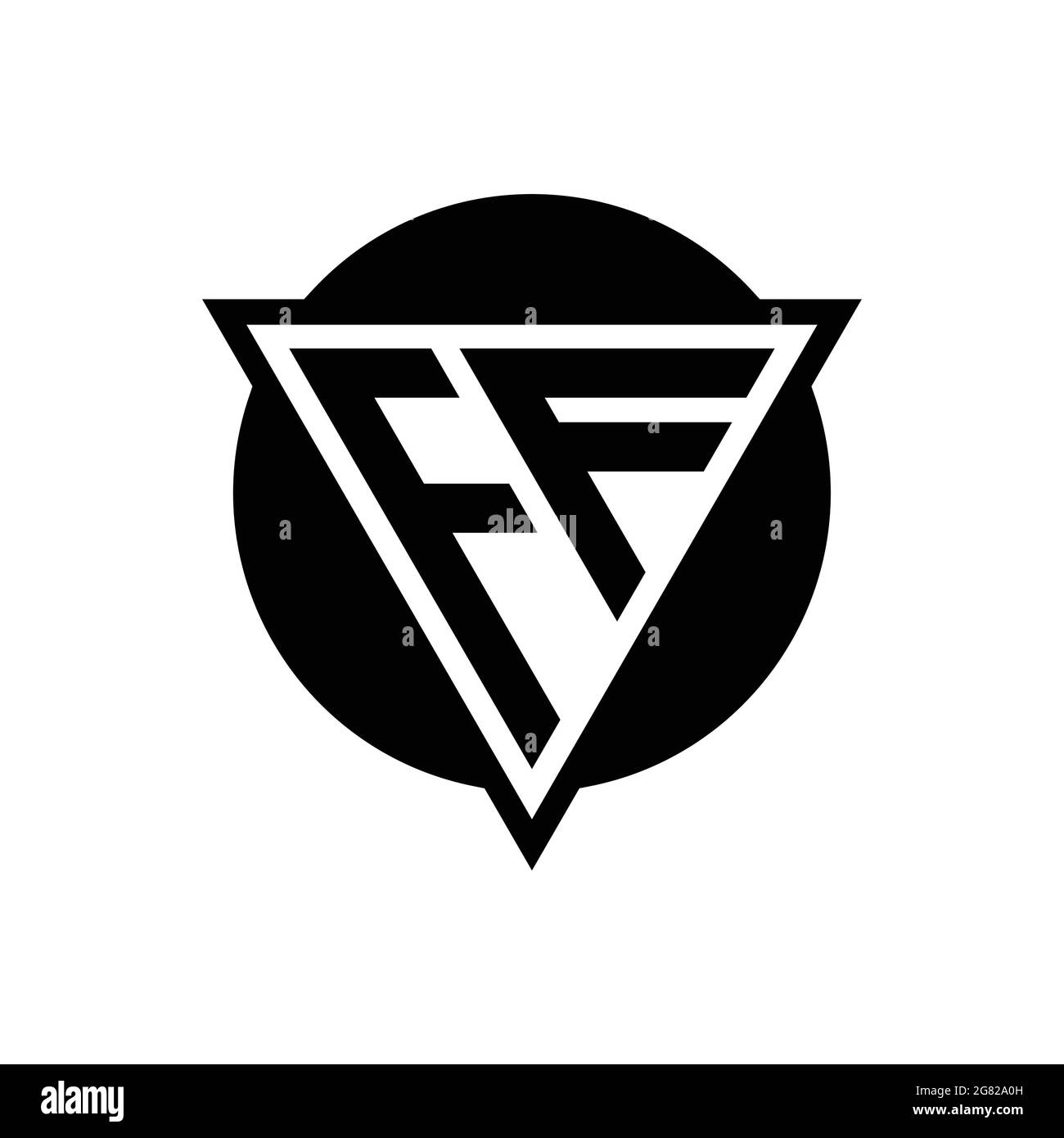 FF logo with negative space triangle and circle shape design template ...