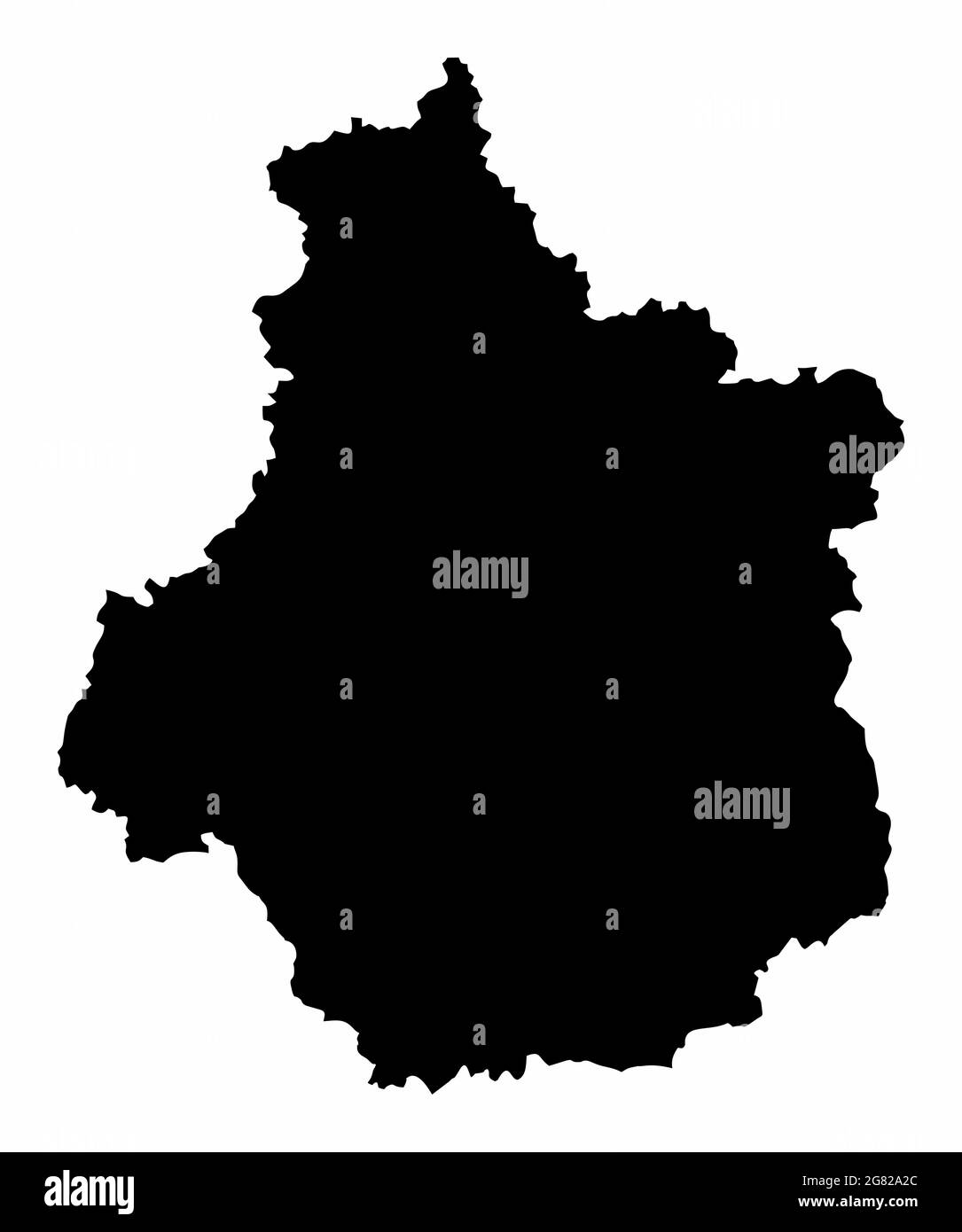 Centre-Val de Loire dark silhouette map isolated on white background ...