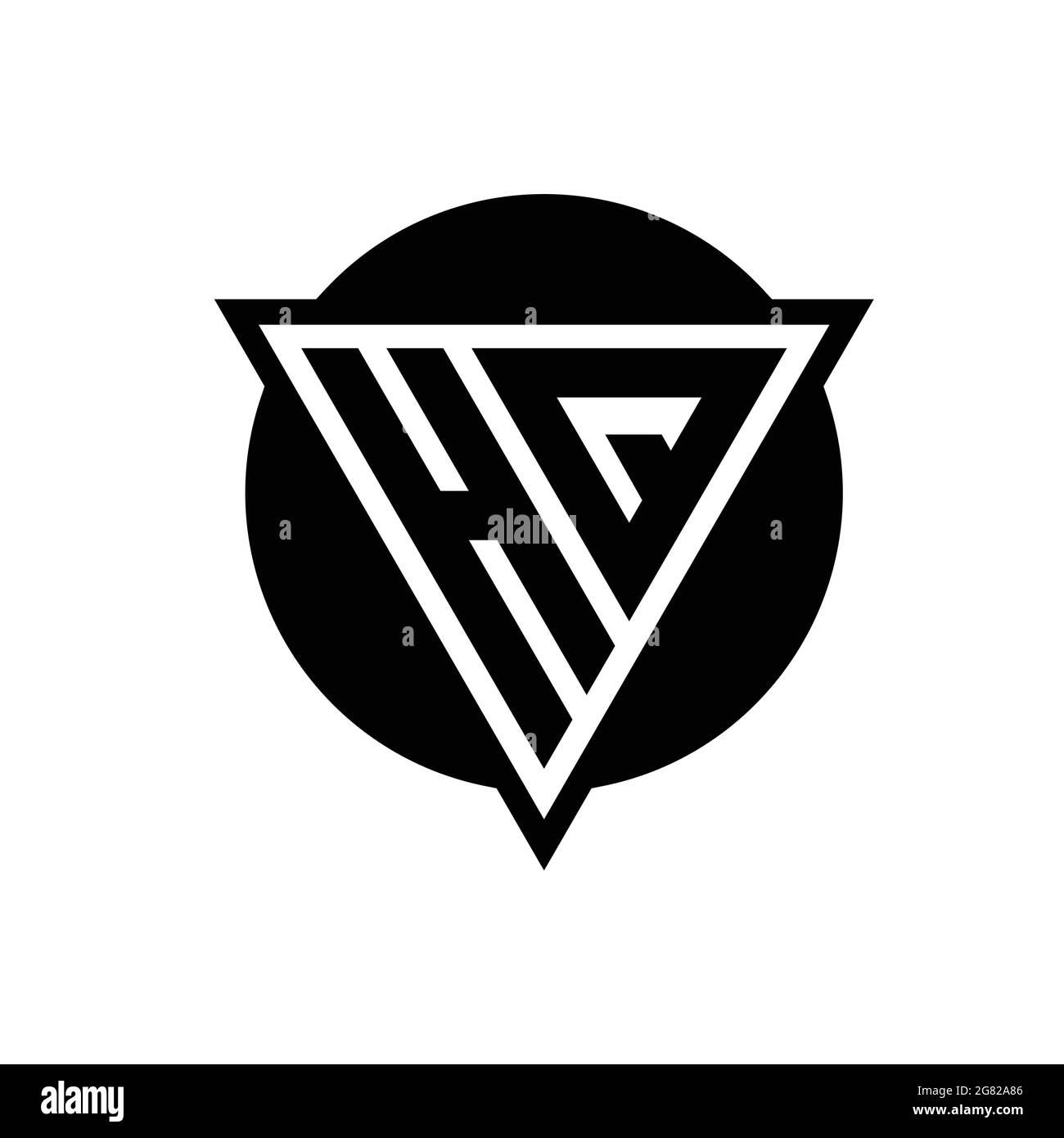 HQ logo with negative space triangle and circle shape design template ...