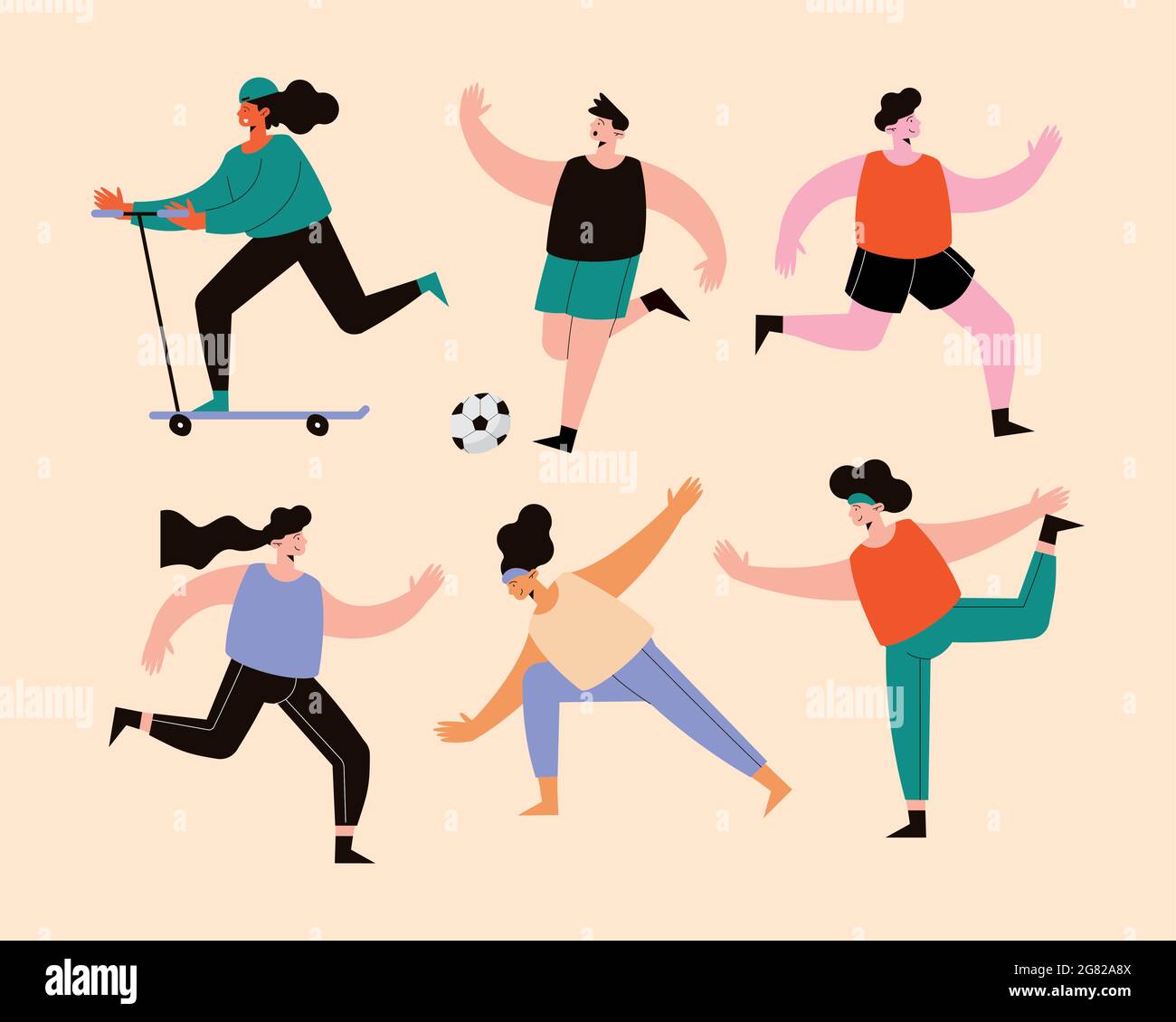 six athletes practicing sports characters Stock Vector Image & Art - Alamy