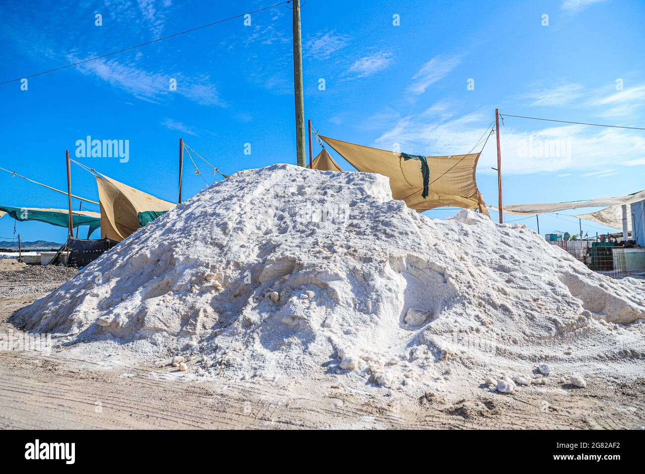 Mound of white salt, this salt was extracted from the sea in the Kino ...