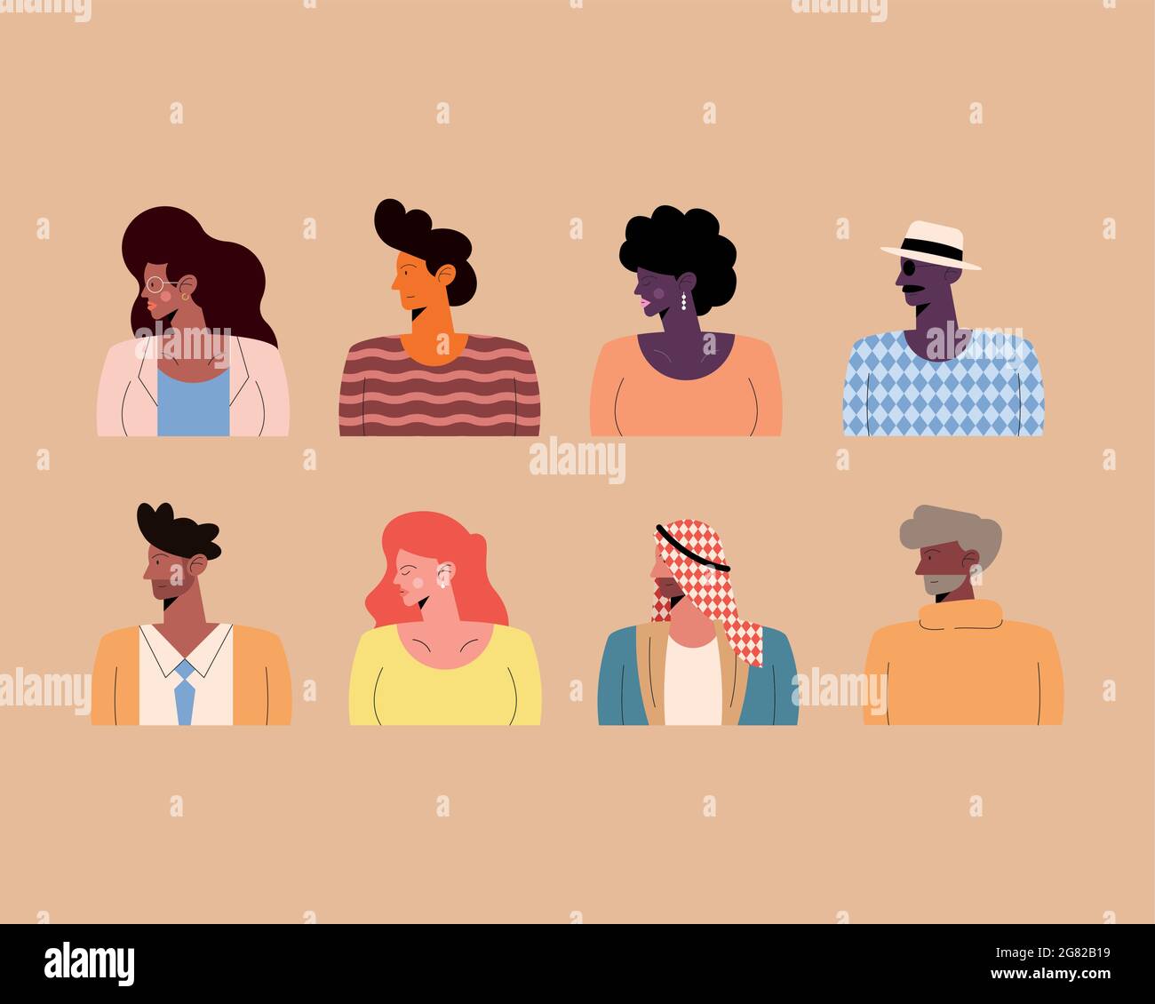 eight persons of different races characters Stock Vector Image & Art ...