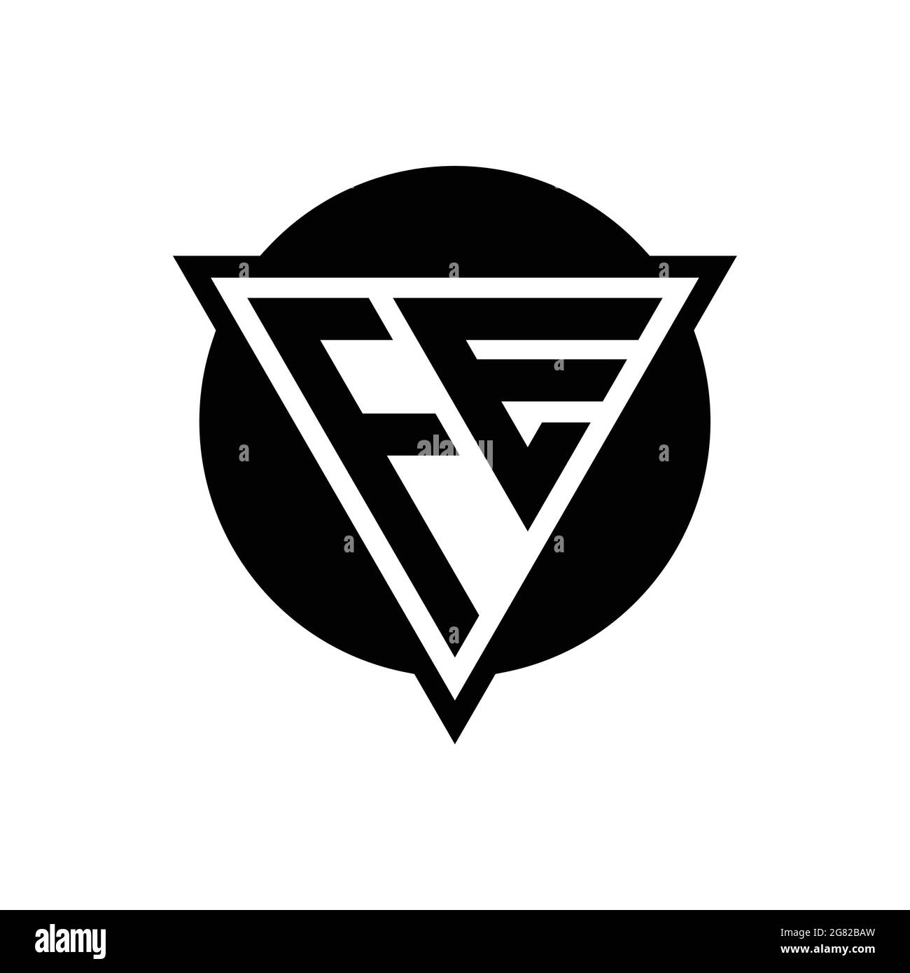 FE logo with negative space triangle and circle shape design template ...