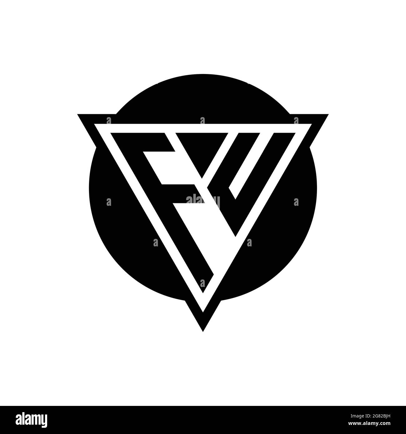 FU logo with negative space triangle and circle shape design template ...