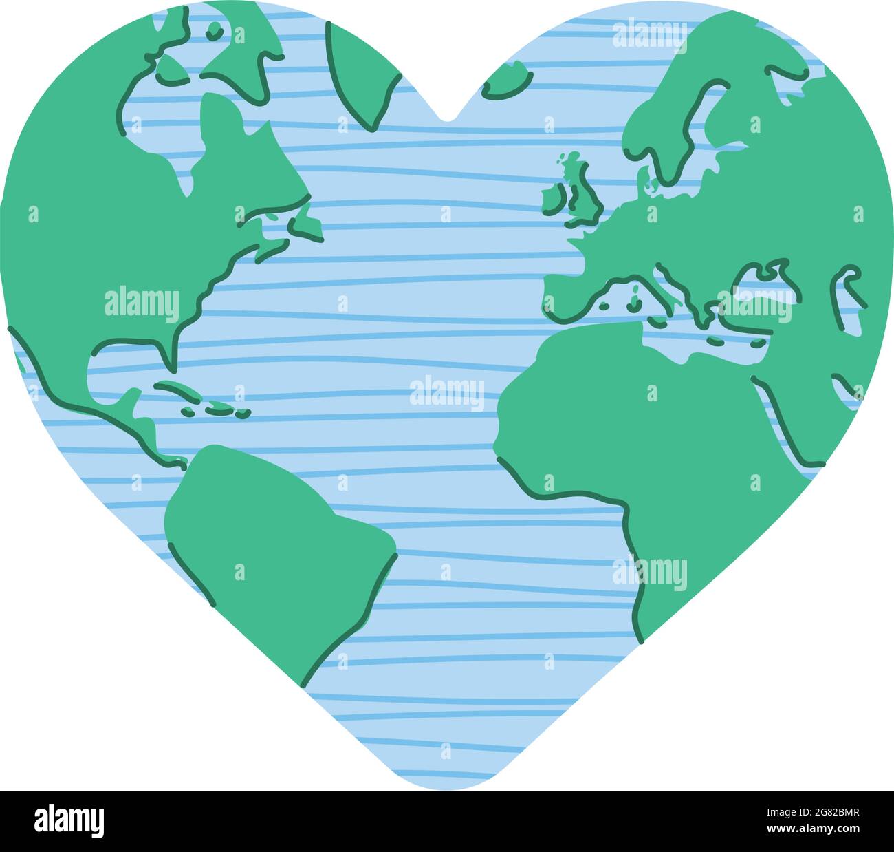 Heart shaped world map Cut Out Stock Images & Pictures - Alamy