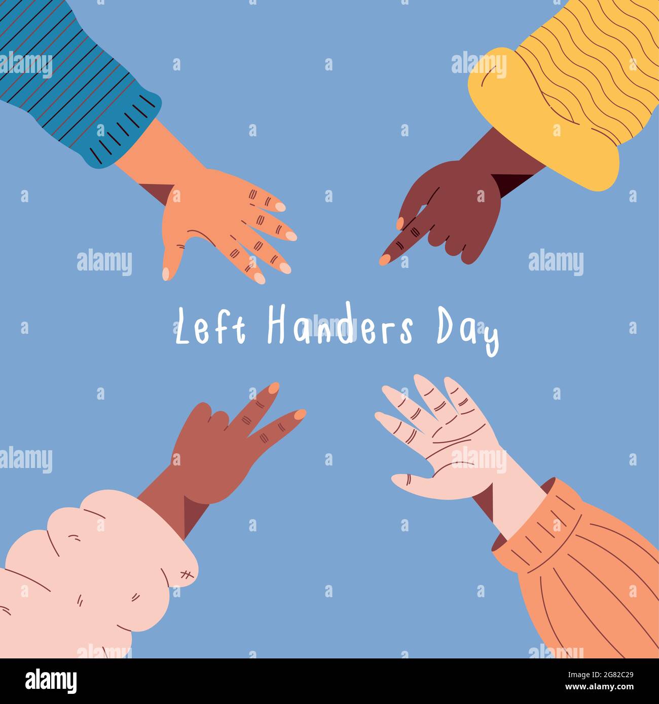 left handers day poster with hands around Stock Vector Image & Art - Alamy
