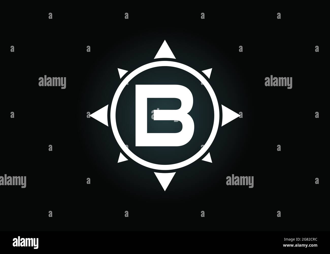 Initial B monogram letter alphabet in a compass. Font emblem. Compass ...