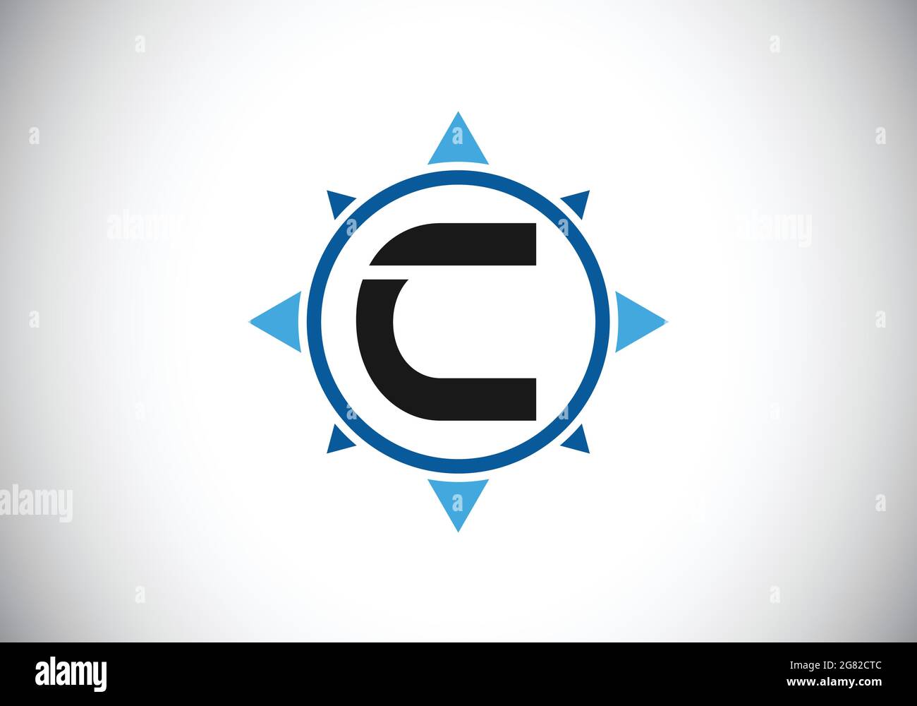 Initial C monogram letter alphabet in a compass. Font emblem. Compass ...